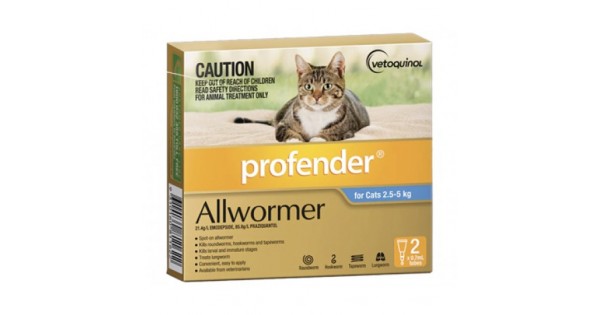 Profender 2-5-5kg (5.5-11lbs) 2 Vial Pack - Cats & Kittens