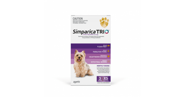 Simparica Trio 2.5 - 5kg (5.5-11 lb) Purple - Heartwormers