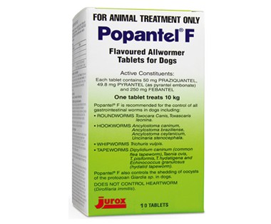 Popantel F Allwormer 10kg (22lbs) - Dogs & Puppies